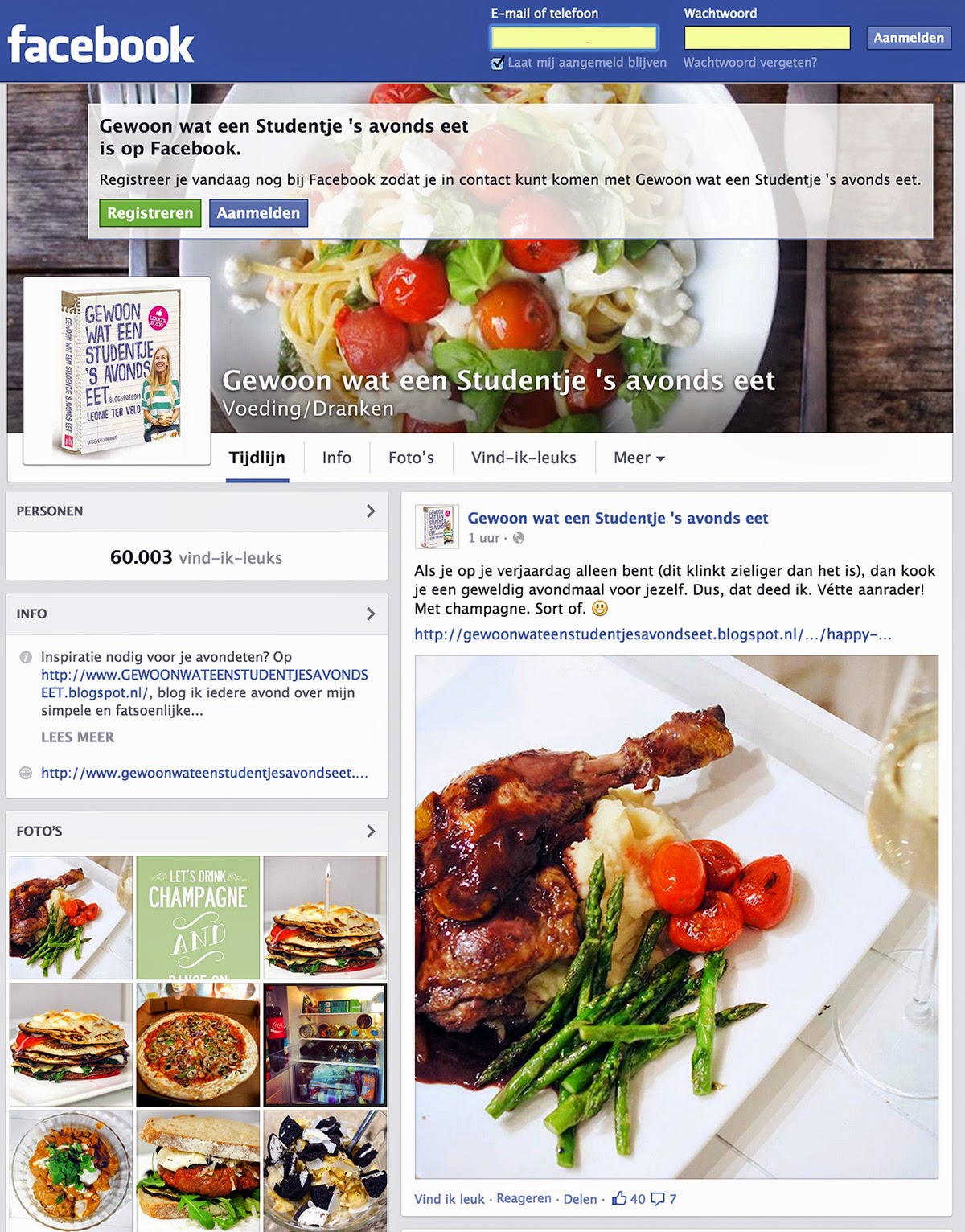 WOEHOE! Volg jij al op facebook? - Gewoon wat een studentje 's avonds eet