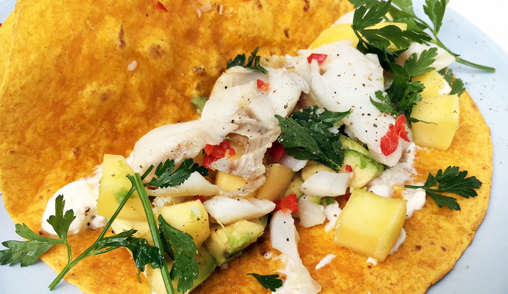 Zomerse wraps met kabeljauw, avocado en mango - Gewoon wat een ...