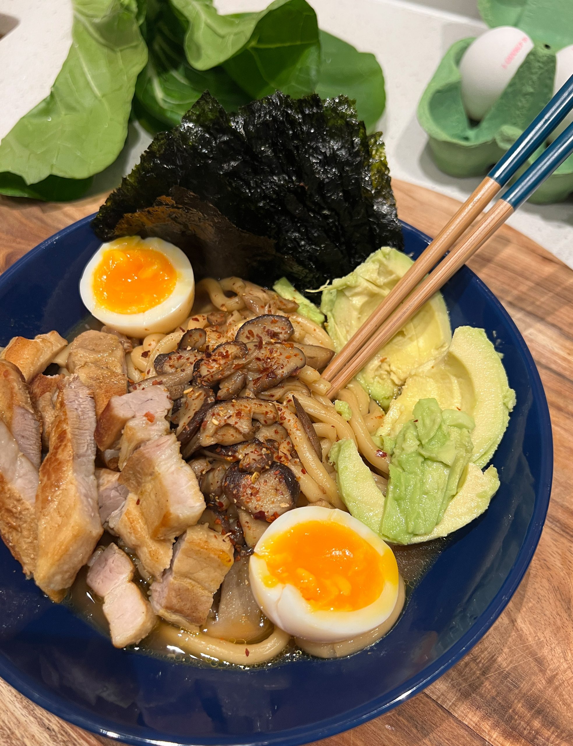 Simpele Ramen met speklap, avocado en paksoi - Gewoon wat...