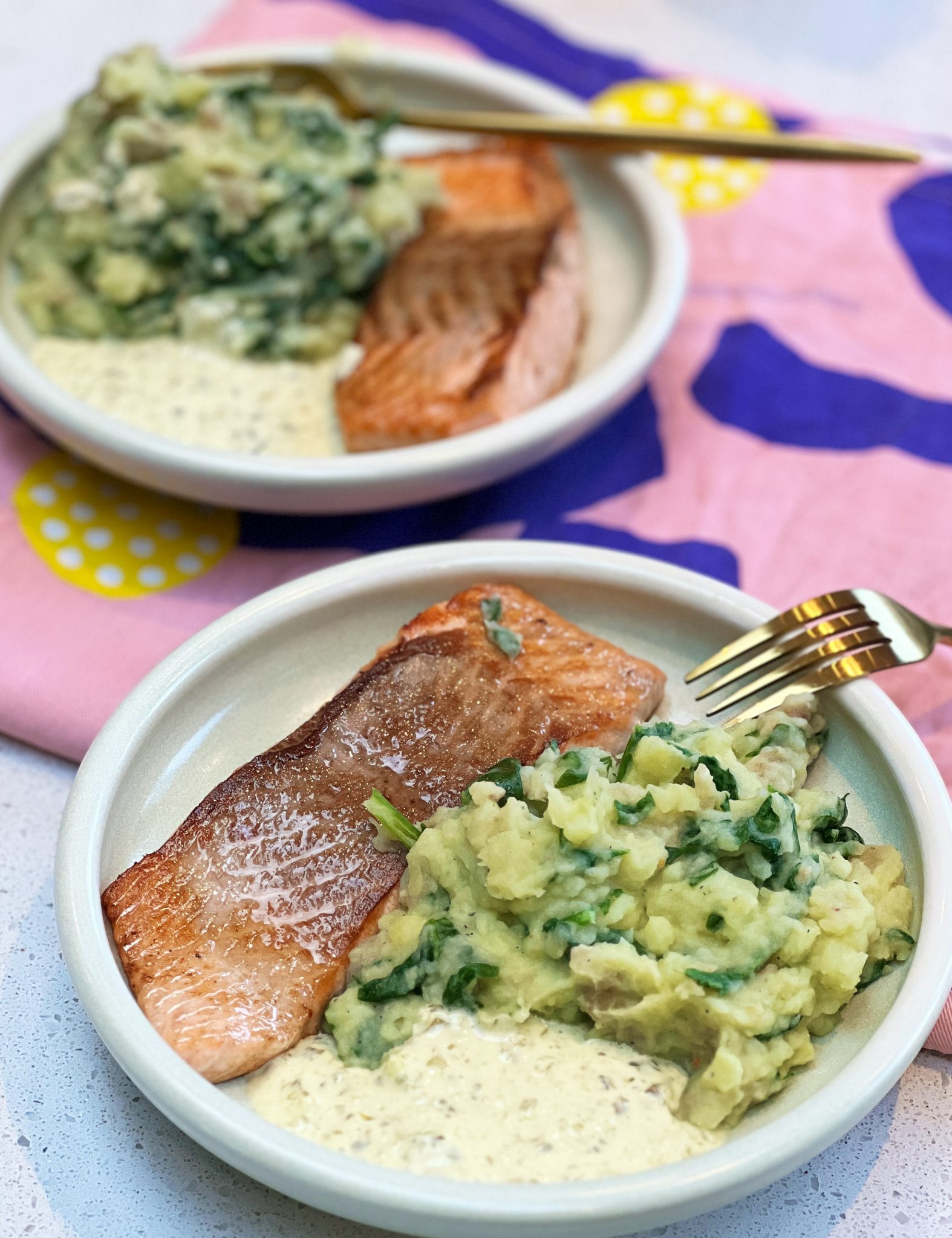 Stamppot spinazie met zalm en ravigote - Gewoon wat een st..